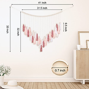 Luxbrand Large Macrame Wall Haning Boho Home Decor, Blush Pink Tassel Wall Decor Bohemian, Bedroom Living Room Girls Room Nursery Dorm Room Decoration