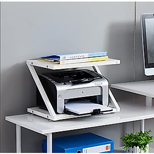 infini Printer Stand Multi-Purpose Desktop Organizer Printer Storage Rack and Shelf 2-Layer Desktop Storage Shelf Desktop Printer Stand with Paper Storage Very Suitable for Home or Office (White)