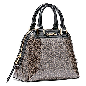 Calvin Klein Clara Mini Satchel Crossbody, Brown/Khaki/Black Logo