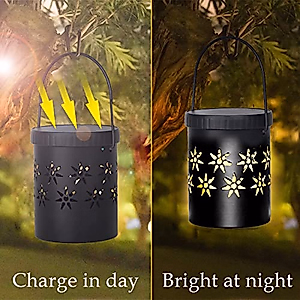 T-SUN Solar Lantern Waterproof Warmwhite, 2 Pack Solar Outdoor Decorations Lights Hanging Outdoor Garden Light Lantern for Garden Yard Patio Backyard Deck Courtyard Lawn