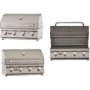 AMS BULL grill 30" Outlaw BBQ Grill with BULL single Side Burner, 30" Double Doors, Single Drawer, Trash/Propane Drawer, Refrigerator and FREE 5in1 BBQ Tools (Liquid Propane) FREE Bio-Ethanol Table-top Fire pit