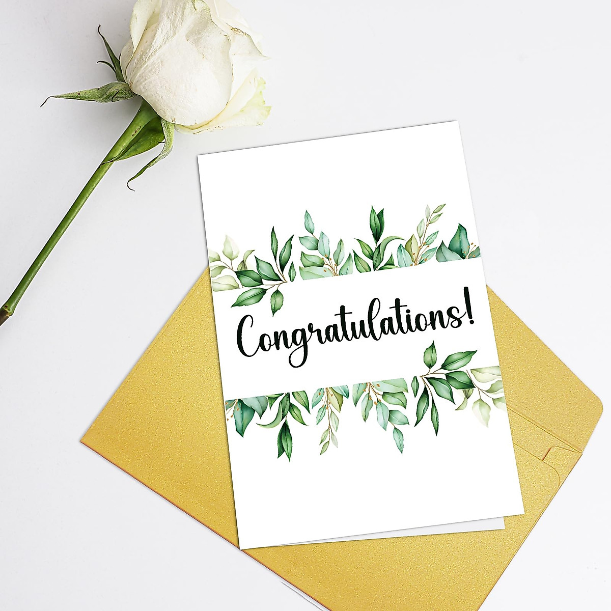 Supoeguk Leaf Graduation Card for Him Her, Floral Congratulations Card for New Graduate, Grad Card, New Job Card, Well Done Card