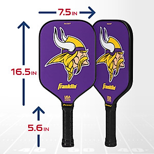 Franklin Sports NFL Minnesota Vikings Pickleball Paddle - Pickleball X - Polypropylene Core, Team Logo - NFL Official Licensed Product