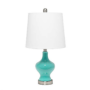 Elegant Designs LT3317-TEL Glass Gourd Shaped Table Lamp, Teal