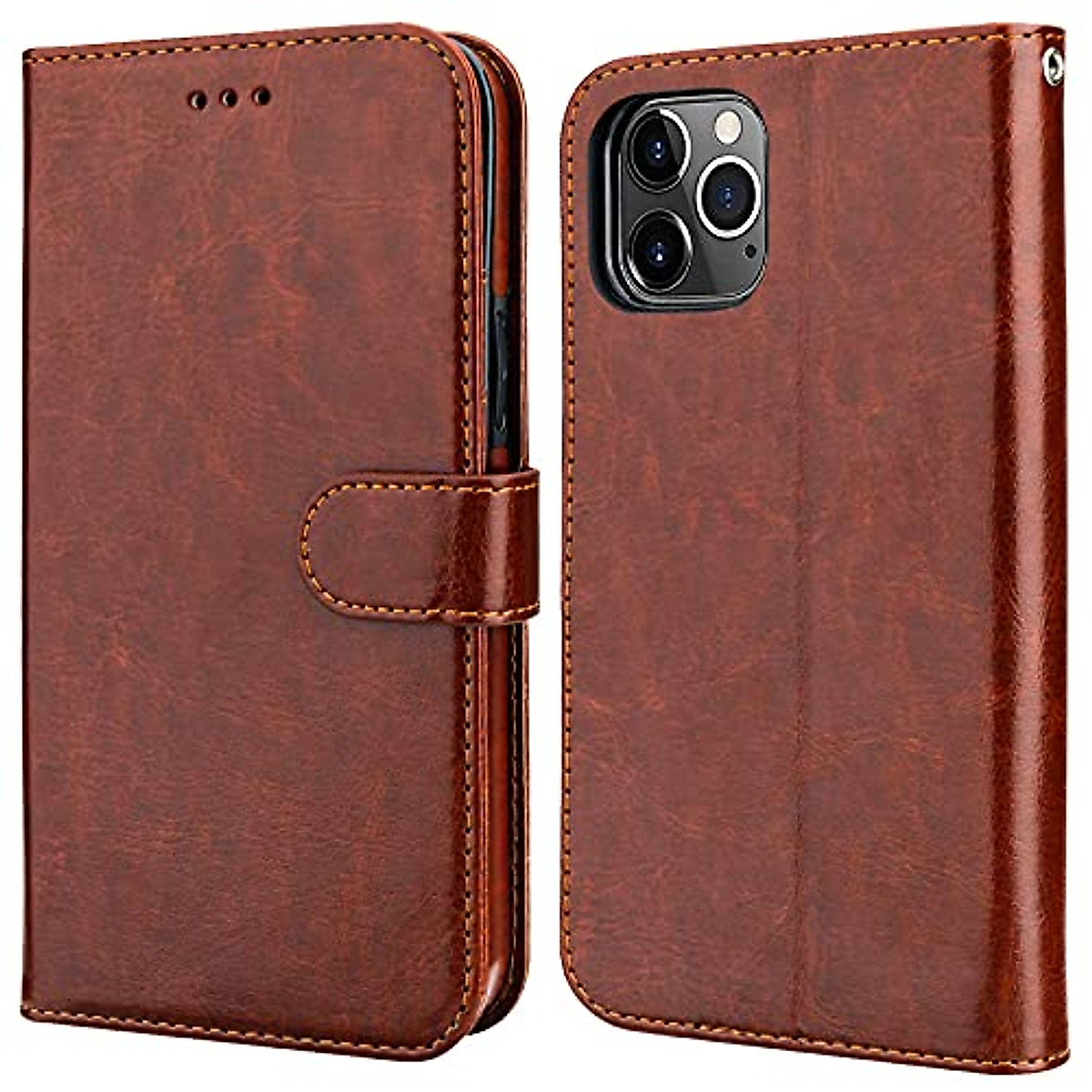 Bocasal Compatible with iPhone 12 Pro Max Wallet Case with Card Holder PU Leather Magnetic Detachable Kickstand Shockproof Wrist Strap Removable Flip Cover 6.7 inch (Brown)