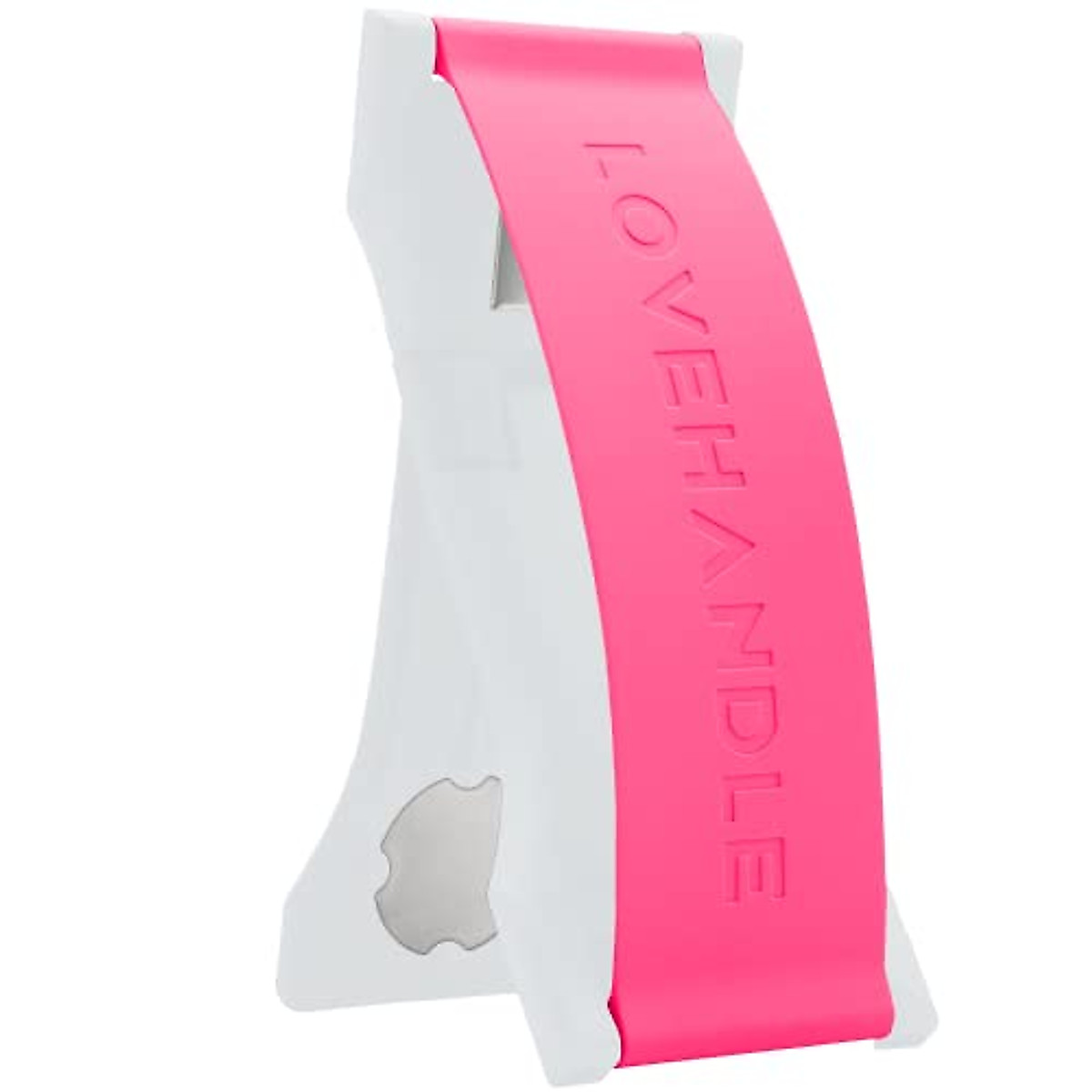 LoveHandle PRO Premium Phone Grip - Silicone Phone Strap - Magnetic Phone Mount and Kickstand for Smartphone and Tablet - Hot Pink Silicone on White Base