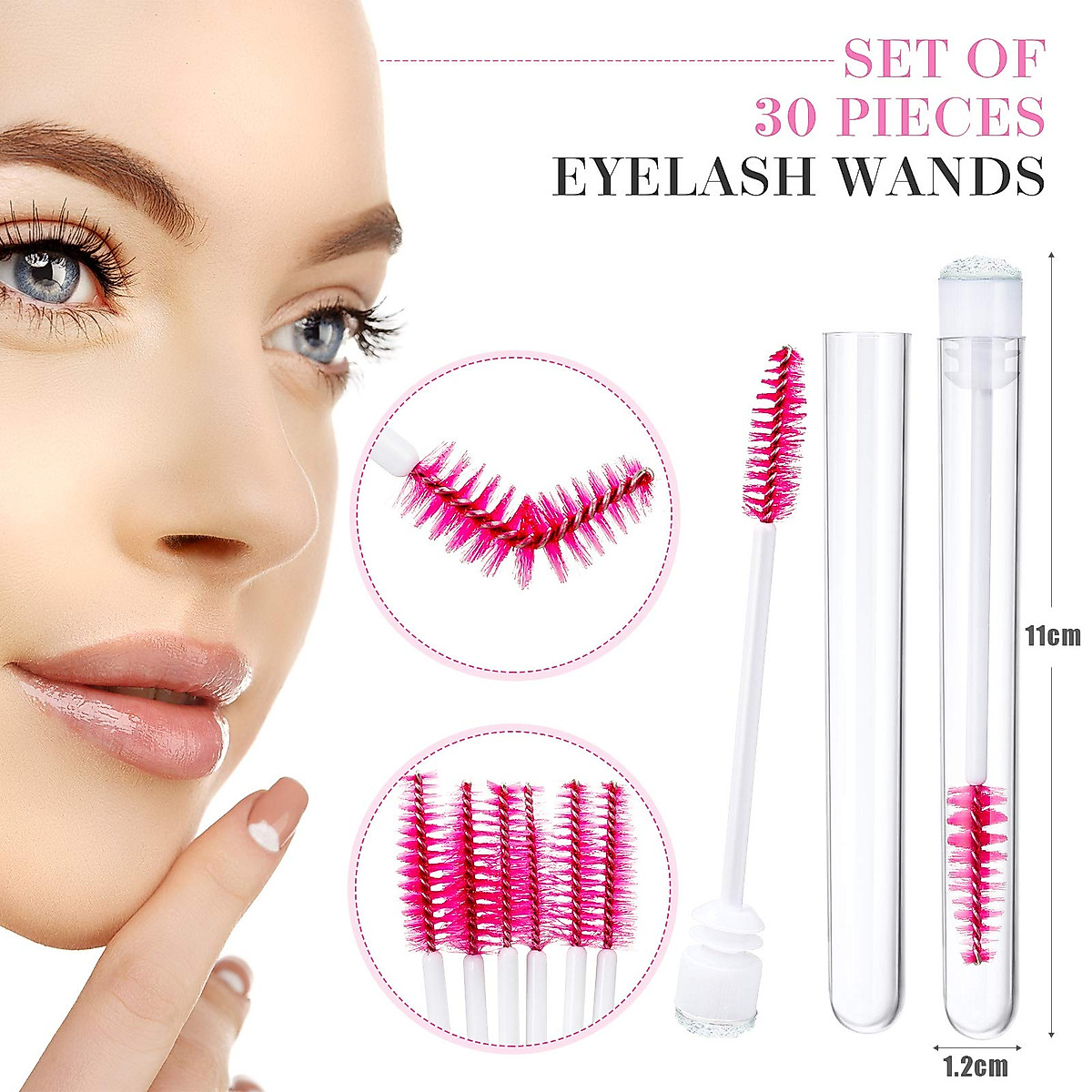60 Pieces Mascara Wand Tube Set 30 Diamond Empty Eyelash Brush Tubes Spoolies 30 Mascara Wand Lash Extension Brushes Applicators Makeup Tools (110 mm, Iridescent)