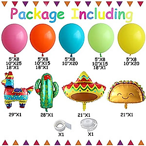 Mexican Fiesta Balloon Garland Arch Kit 142pcs Llama,Cactus ,Mexican Cinco de Mayo Sombrero Taco Balloon Mexican Fiesta Theme Birthday Party Decoration