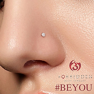 Forbidden Body Jewelry Nose Rings Sterling Silver CZ Simulated Diamond Nose Stud Set 22G