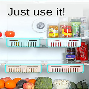 Adjustable Drawer for Fridge Kitchen Organizer Adjustable Kitchen Refrigerator Storage Rack Fridge Freezer Shelf Holder Pull-Out Drawer Space