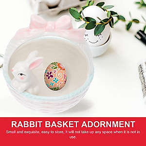 Cabilock Easter Egg Basket Ceramic Bunny Candy Bowl Fruit Basket Bunny Baskets Rabbit Bunny Figurines for Easter Egg Hunts Pink