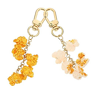 UKCOCO Artificial Food Keychain 2pcs Popcorn Pendant Super Cute Metal Accessories Popcorn Key Ring