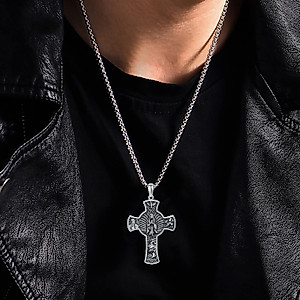 Jesus Cross Necklace for Men 925 Sterling Silver Crucifix Necklace Women with Chain Baptism Christian Jewelry Gifts