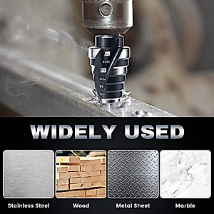 BLEKOO Step Drill Bits, Total 27 Sizes, Double Spiral Fluted 7/8" to 1-3/8" 2 PCS Set for Stainless Steel, Wood, Plastic, M2 HSS, 3/8 Triangle Shank