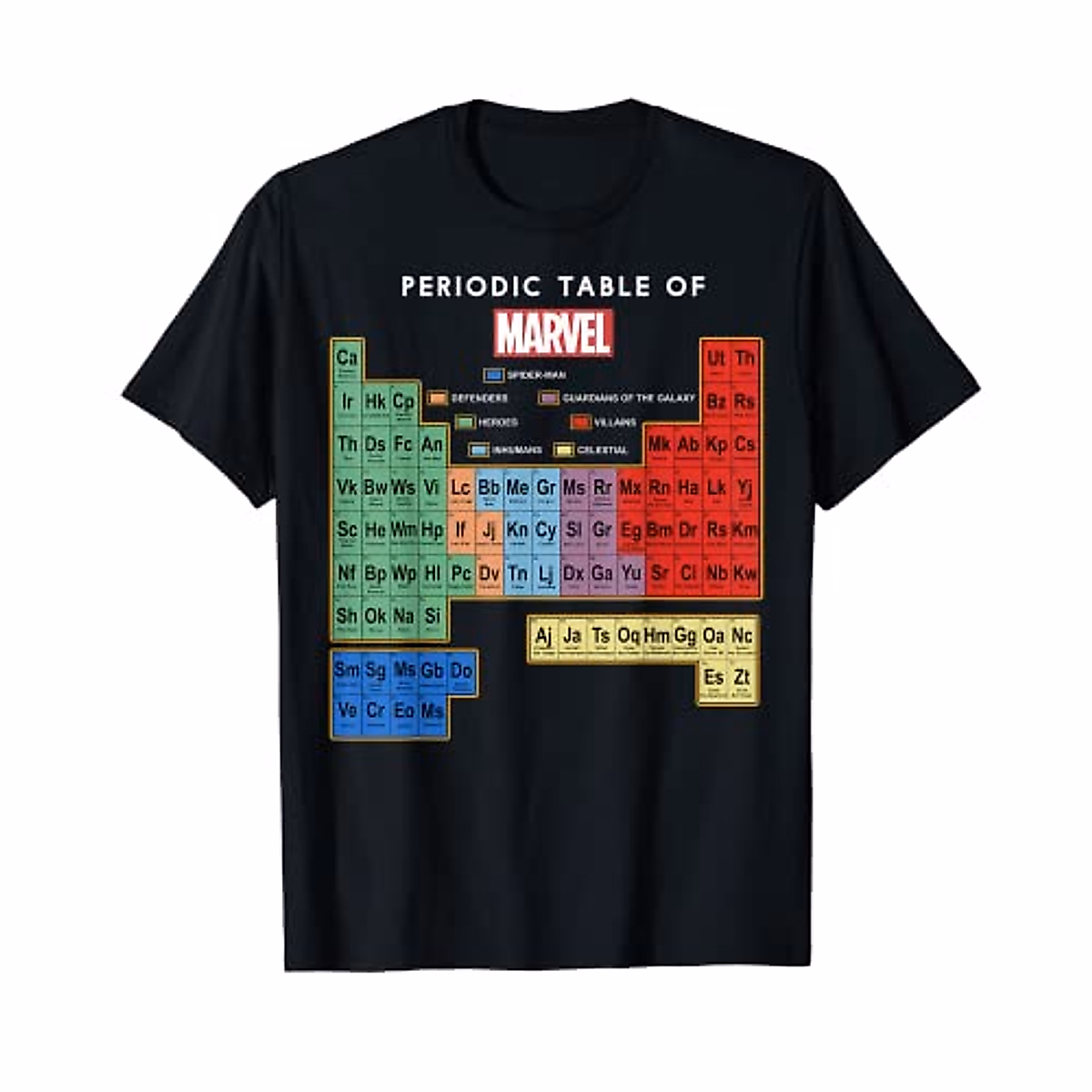 Marvel Ultimate Periodic Table Of Elements Graphic T-Shirt
