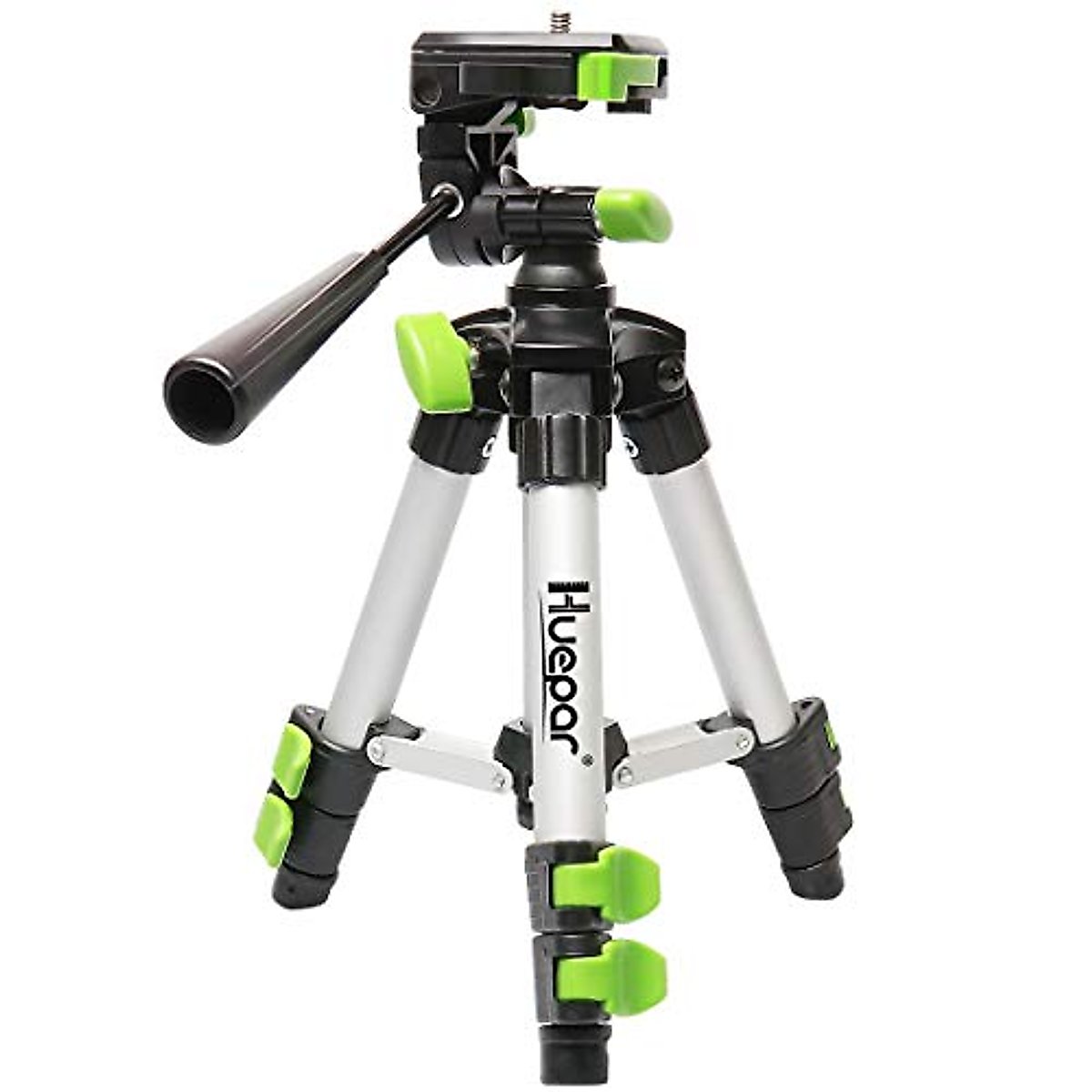 Huepar TPD05 19.7" Lightweight Aluminum Tripod-Mini Portable Adjustable Tripod for Laser Level and Camera, with 3-Way Flexible Pan Head and Bubble Level, Quick Release Plate with 1/4"-20 Screw Mount