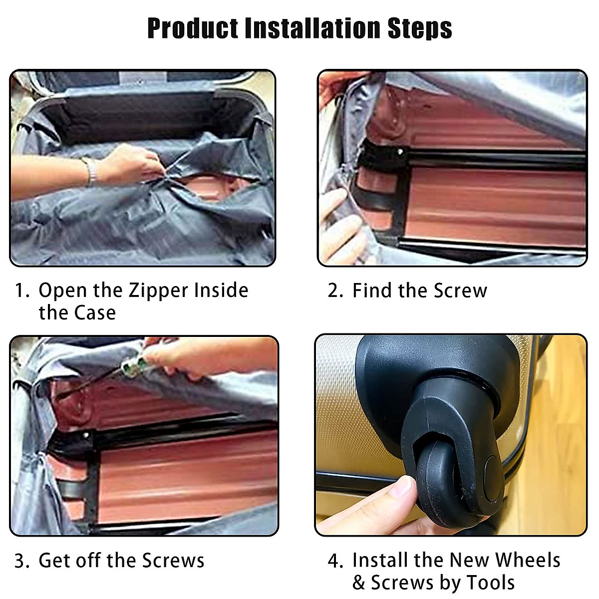 1 Pair Luggage Suitcase Wheel, A08 Trunk Luggage Wheel Spare Part (W041-2 Small) Plastic 360 Swivel Universal Wheel Replacement Luggage Wheel for suitcases/Draw Bar Box