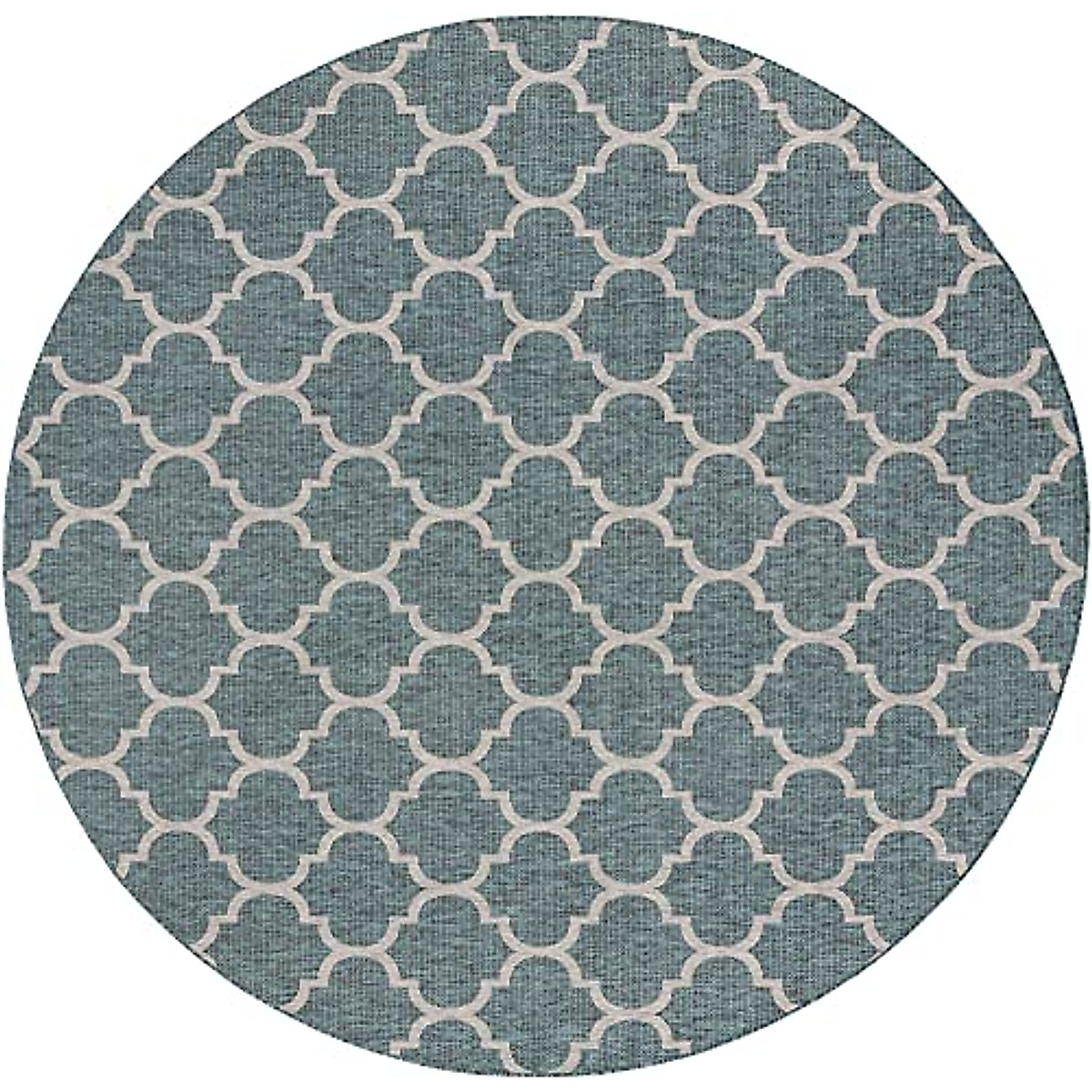 Unique Loom Outdoor Trellis Collection Area Rug - Trellis (Round 10' 8" x 10' 8", Teal/ Gray)