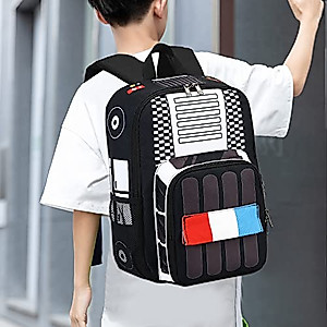 LEDAOU Toddler Kids Backpack for Boys Girls Dinosaur Preschool Kindergarten School Backpack Bookbag School Bag with Chest Strap (Police Car Black)