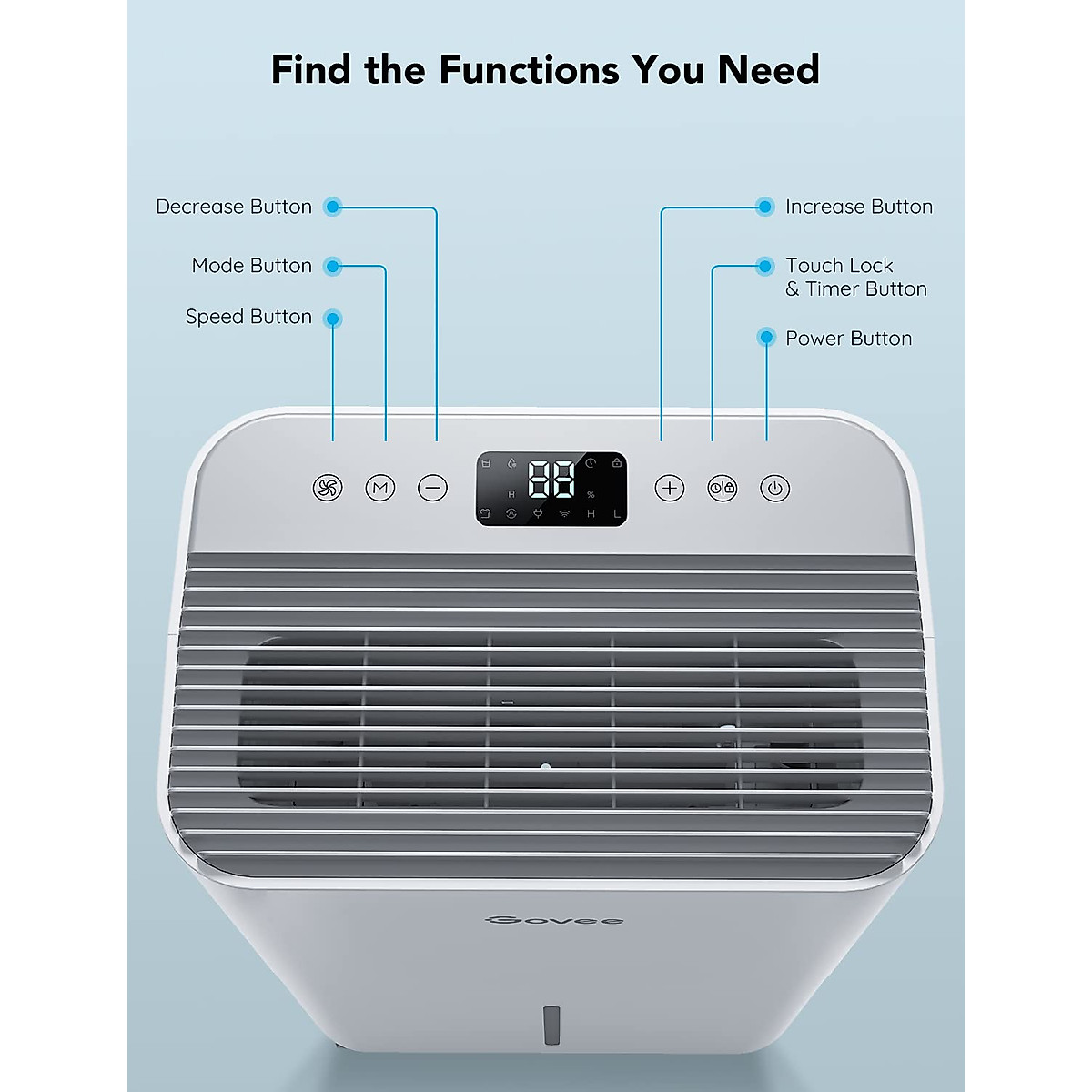 Govee Smart WiFi Dehumidifier for Basement, 50 Pint Dehumidifiers for Home Bedroom, Energy Star Dehumidifier with Drain Hose, Works with Alexa, Intelligent Humidity Control, 24H Timer