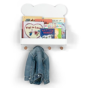 babyGap by Delta Children Brannan Bear Wall Shelf with 4 Hooks, White