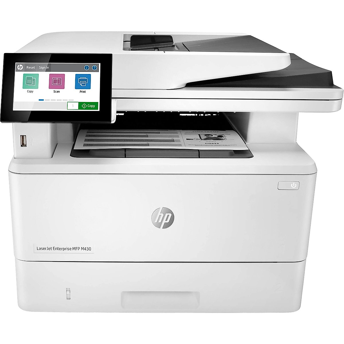 HP Laserjet Enterprise MFP M430f All-in-One Wired Monochrome Laser Printer, White - Print Scan Copy Fax - 4.3" LCD, 40 ppm, Auto Duplex Printing, 50-Sheet ADF, Ethernet (Renewed)