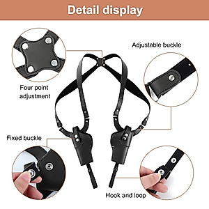 Dual Shoulder Holster, PU Leather Gun Holster Adjustable Concealment Holster for Men Women(Include Spare Screws) Black