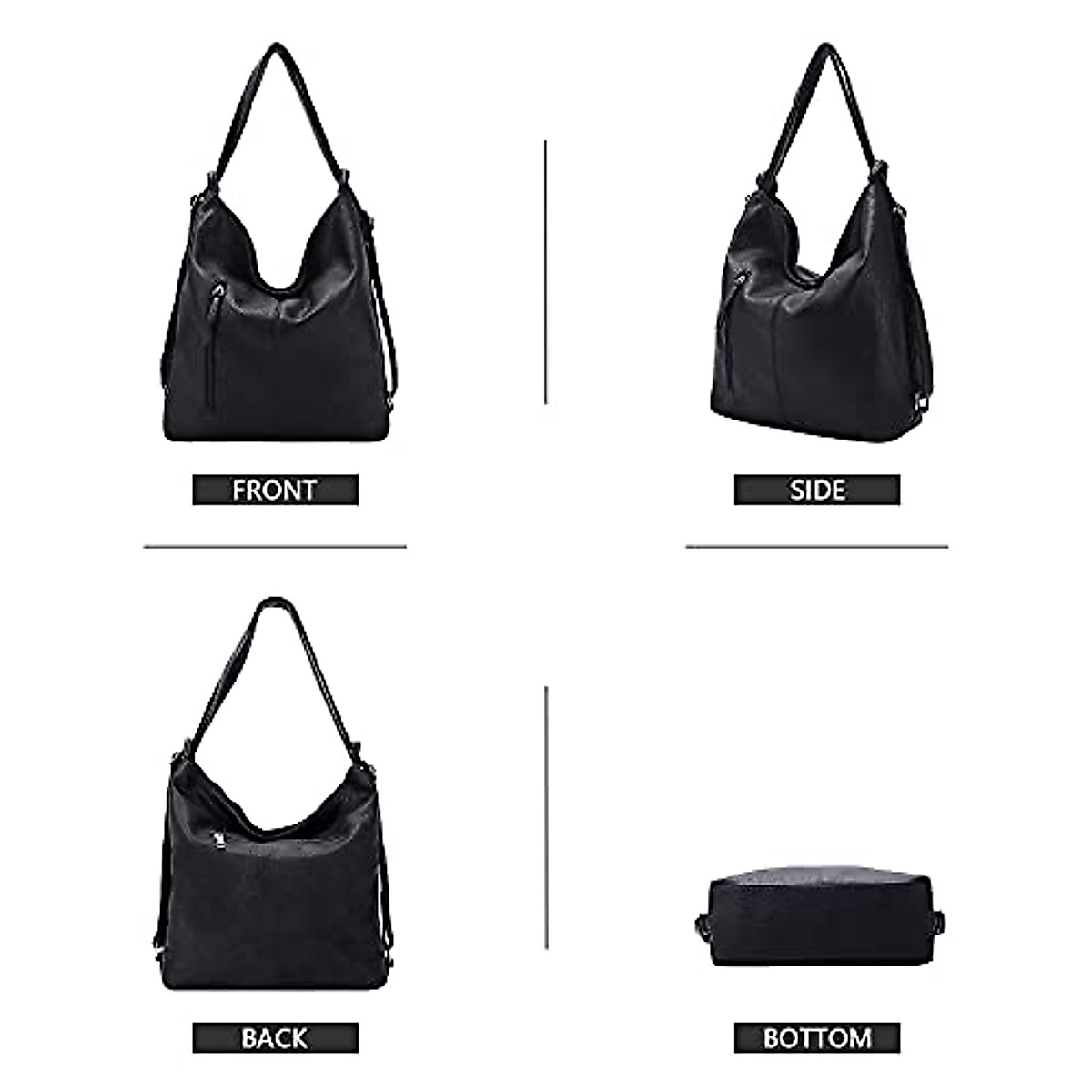 Purse for Women Convertible Backpack Purses and Handbags - Black