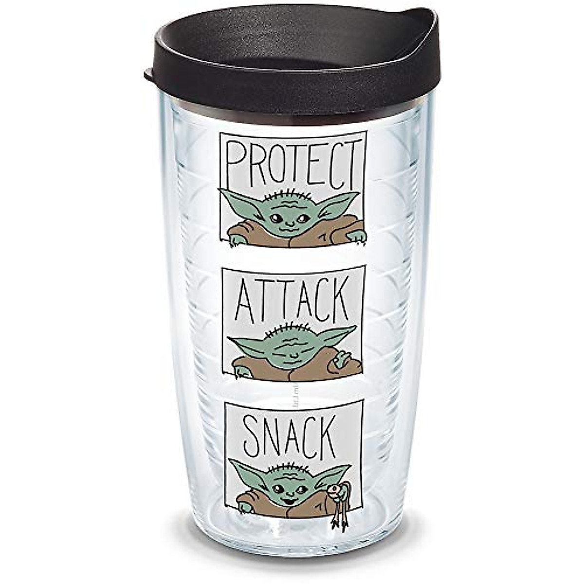 Tervis Star Wars - The Mandalorian Protect Attack Snack Made in USA Double Walled Insulated Tumbler Travel Cup Keeps Drinks Cold & Hot, 16oz, Classic
