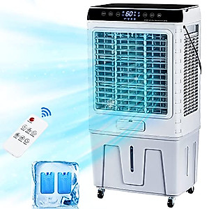 Uthfy Evaporative Air Cooler, Swamp Cooler with Remote Control, 15.8 Gallons Water Tank, 90° Oscillation Cooling Fan with 3 Speeds, 12H Timer, 43" Tower Fan thats Blow Cold Air for Home, Office