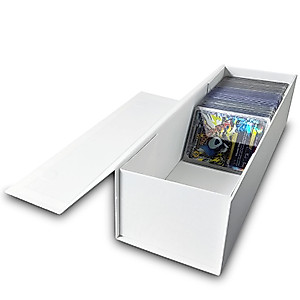 900+ Cards or 200 Top Loaders Box, Baseball Card Storage Box, Trading Card Storage Box for Trading Cards, Gaming Cards and Sport Cards, White, 13x4x3 inches, 1 Count