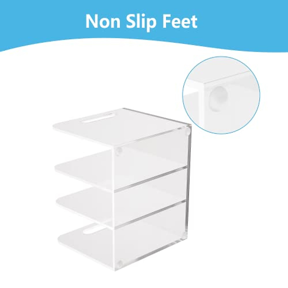 Dingelex Acrylic Magazine File Holder with Handle, Clear 3 Compartment Rack Holds Folders,Magazines,Notebooks,Binders,Envelopes and Electronic Devices, 8.5"x7.2''x6.5''