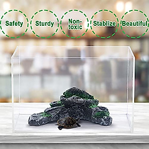 Hamiledyi Turtle Basking Platform Tortoise Climbing Ramp Shale Step Ledge Reptiles Dock Resting Terrace Aquarium Rock Ornament Decoration for Turtles Frogs Newts Salamanders
