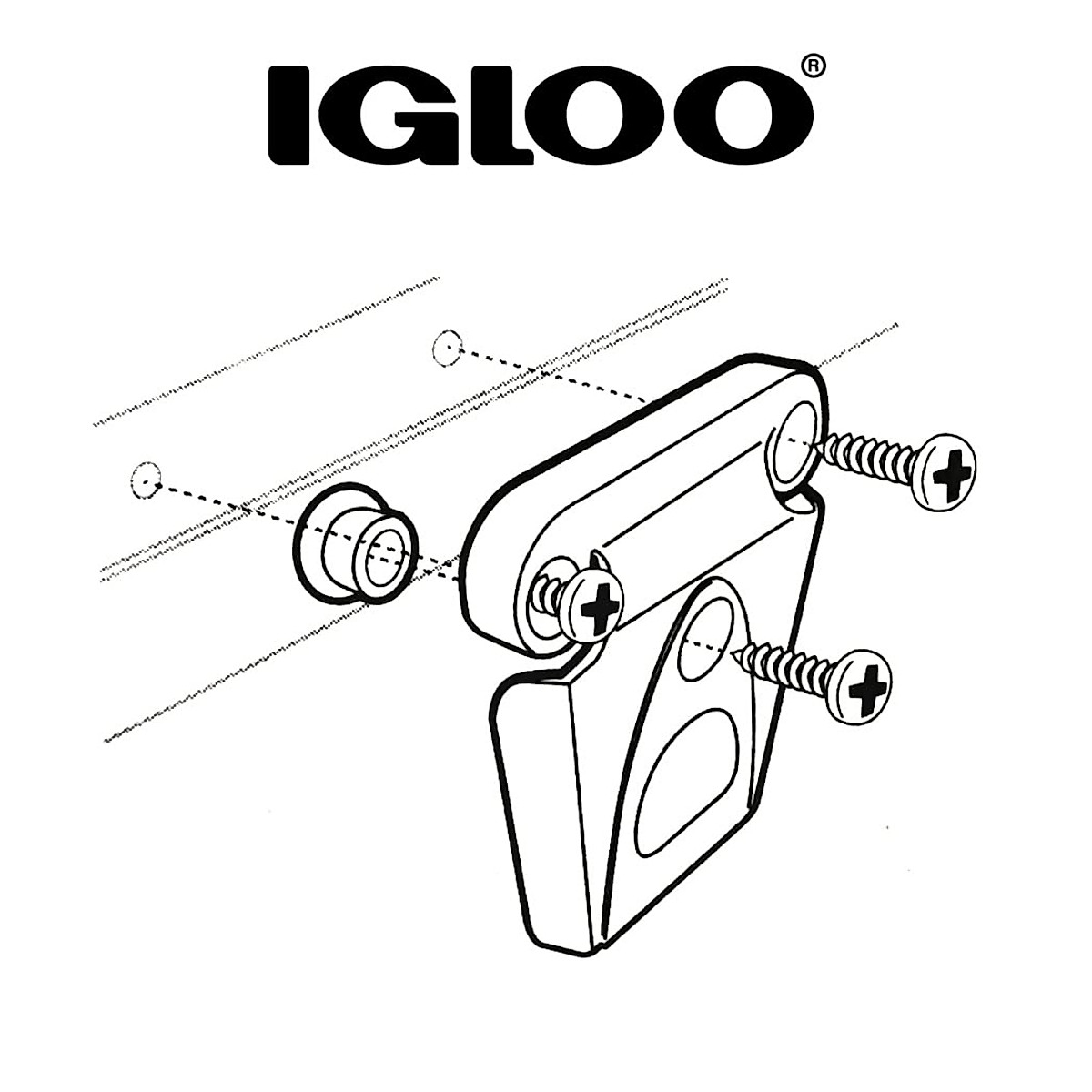 Igloo Cooler Latch with Winged and Single Screw Post, White, Contains UV Inhibitors