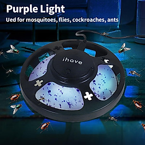 Bug Zapper Indoor - Multi Bug Catcher Fruit Fly Trap Indoor, Insect Traps Indoor with 4 Bug Light & 5 Sticky Boards, Safer Home Mosquito Trap, Moth Traps, Roach Traps & Gnat Traps for House