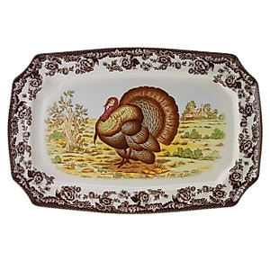 Spode Woodland 17.5" Rectangular Serving Platter | Turkey Platter for Thanksgiving, Dinner Parties, and Other Events | Made from Fine Porcelain | Microwave and Dishwasher Safe