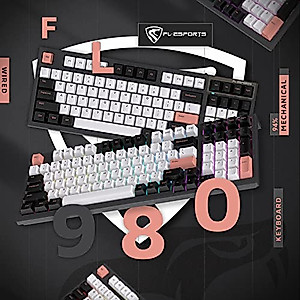 FL ESPORTS FL980 96% 1800 Layout Wired Mechanical Keyboard, 98 Keys RGB Hot Swappable Programmable Gaming Keyboard w/Light Tactile Kailh Box White Switches, Durable PBT Keycaps, (Olivia)