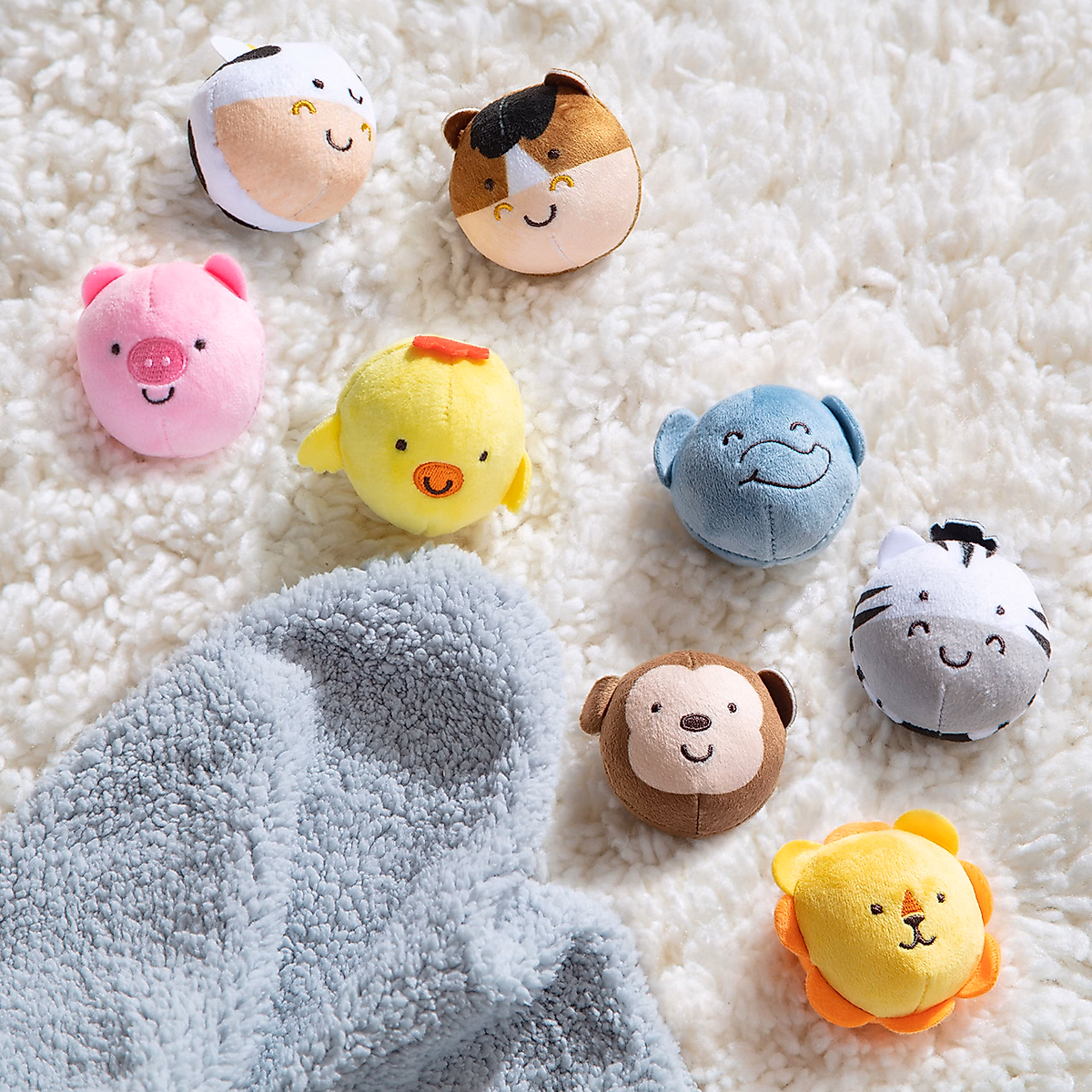 Melissa & Doug Rollables Safari and Farm Friends Infant and Toddler Toy 2-Pack