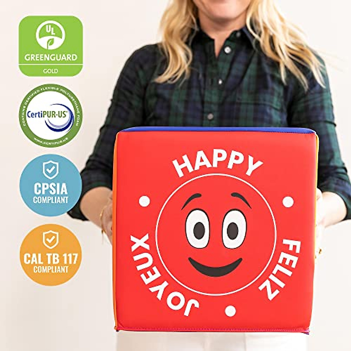 ECR4Kids SoftZone Emotion Cube with Mirror, Sensory Toy, Assorted