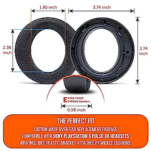 WC Freeze Ps5 V2 - Cooling Gel Earpads Compatible with Sony PS5 Pulse 3D Headphones by Wicked Cushions | Increased Ear Opening, Thickness, Comfort & Sound Isolation for Epic Gaming | Black