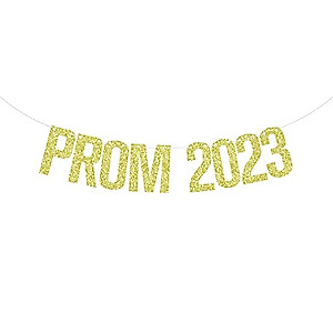 Prom 2023 Banner, Prom Night Decor, Class of 2023 Bunting Garland, 2023 Graduation Party Decorations Gold Glitter