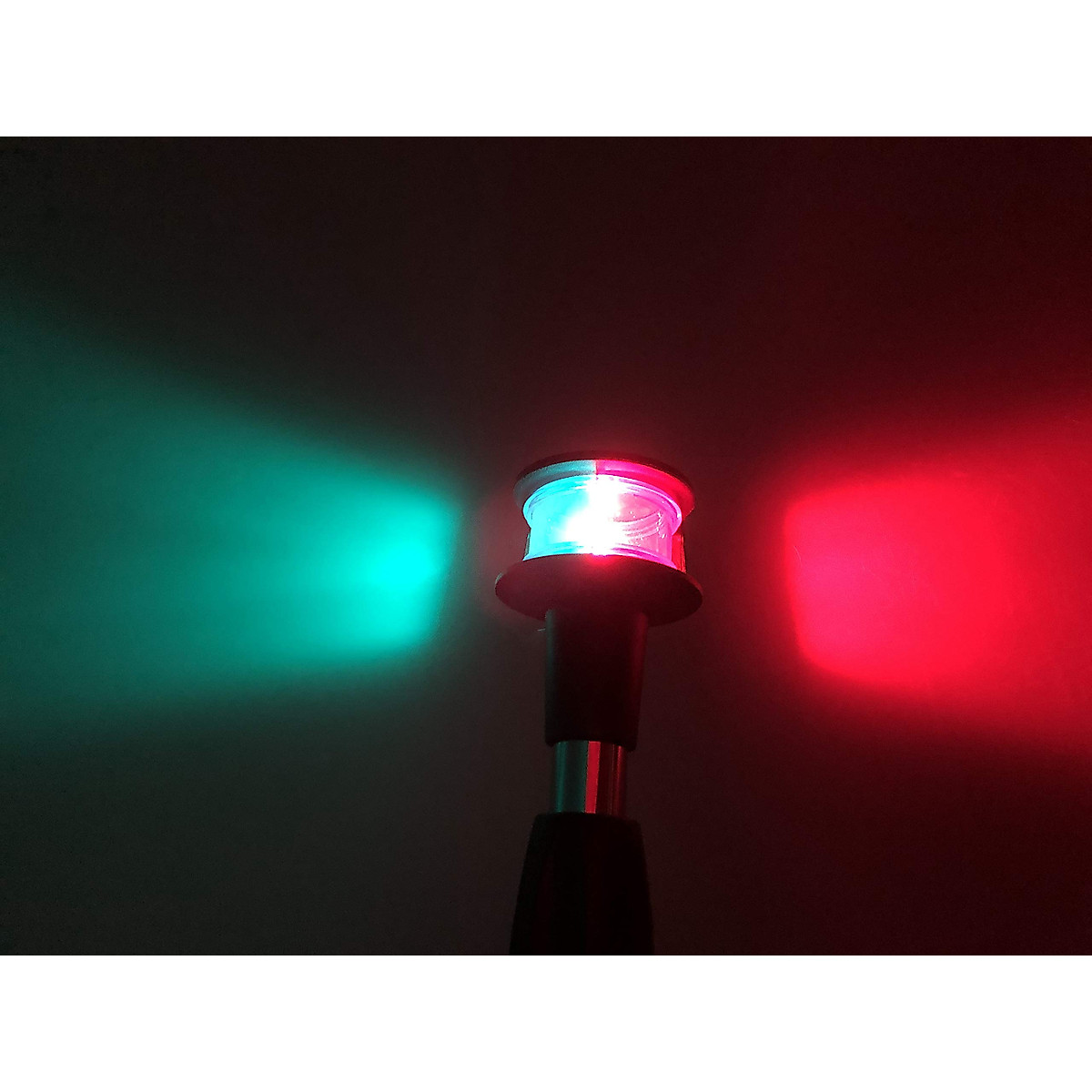 Pactrade Marine Bow Lights for Boats - Incandescent 12-Inch Red and Green Boat Bow Light with Removable Base (Angled Pole) | Boat Navigation Lights for Kayak Fishing Boat Small Boat | 1 NM Visibility