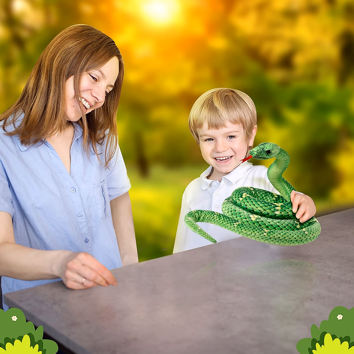 HyDren Giant Boa Constrictor Large Stuffed Animal Snake Giant Snake Plush Realistic Stuffed Snake Toy 80 Inch Lifelike Snake Gifts for Kids Birthday Party Prank Props(Green)