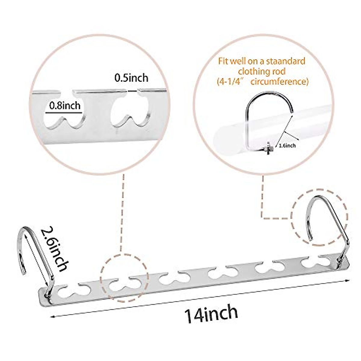 XFKITCHEN Metal Magic Hangers Space Saving Clothes Hangers Closet Space Saver Clothing Hanger Oragnizer for Wardrobe Space,Wrinkle-Free Clothes（Pack of 4）