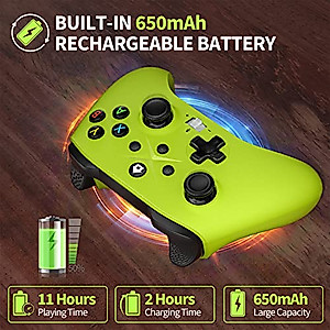 2.4G Wireless Controller Compatible With Xbox Series X/Xbox Series S/Xbox One/Xbox One S/Xbox One X/PC, Built-in 650mAh Rechargeable Battery, Upgraded Joystick, TURBO Function (Green)