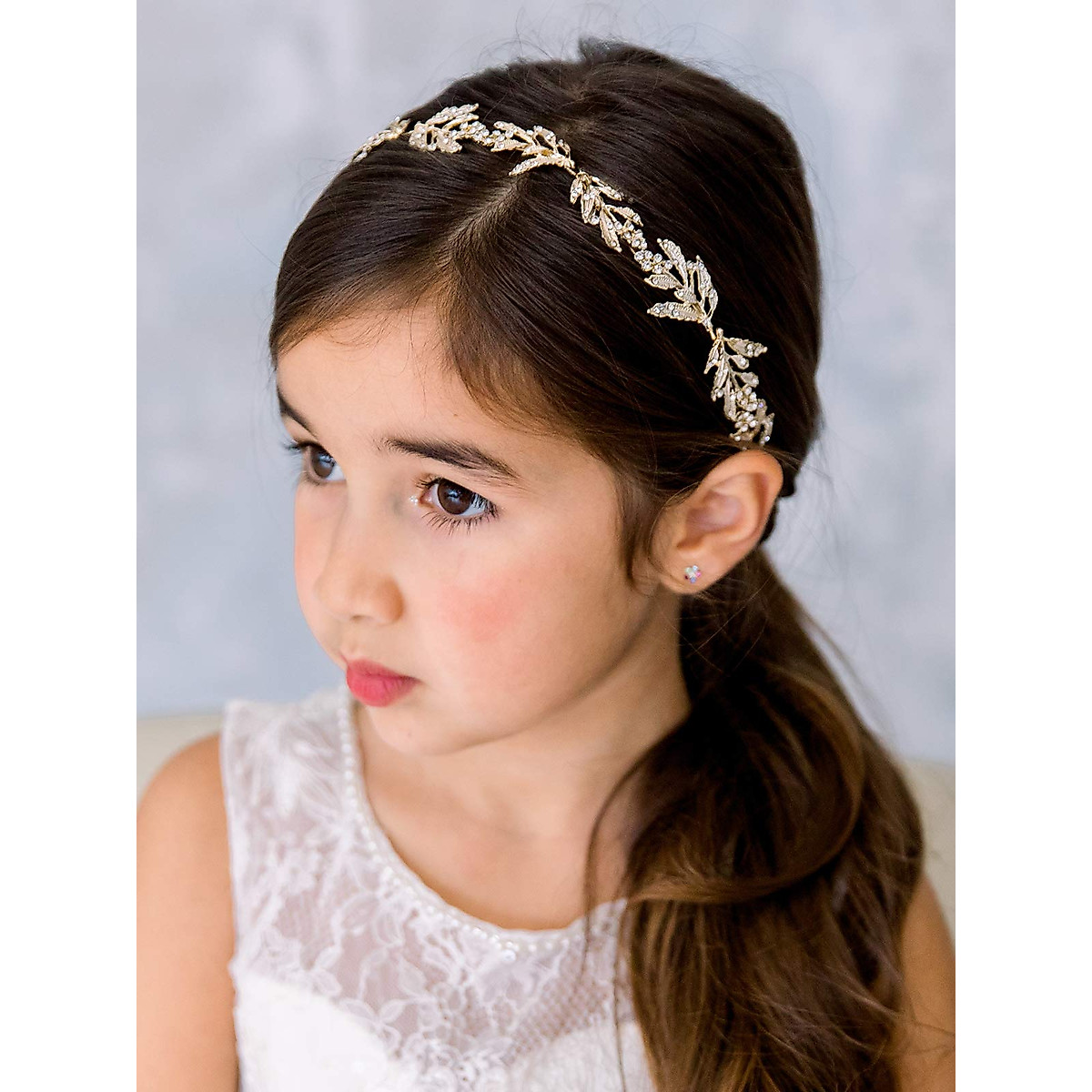 SWEETV Flower Girl Headpiece for Wedding Headband Princess Hair Accessories Little Girls Toddler Kids Crystal Hair Bands for Birthday Party Photography