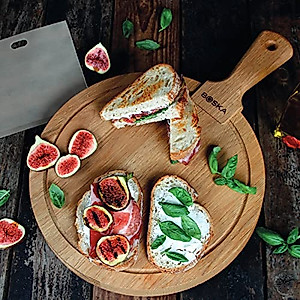 Boska Wooden Serving Cheese Round Board - Holland Life Best For Cheese, Tapas, Bread, and Desserts Presentation - Board Slab with Non-Slip Feet - Cutting and Charcuterie Board