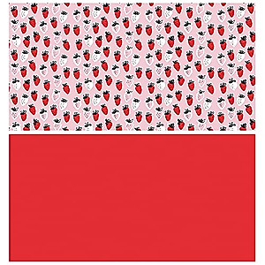 WRAPAHOLIC Reversible Wrapping Paper - Mini Roll - 17 Inch X 33 Feet - Sweet Strawberry Design, Perfect for Birthday, Holiday, Wedding, Baby Shower