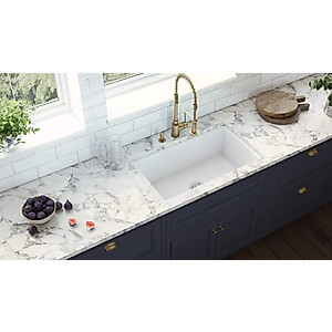 Ruvati 30-inch Fireclay Undermount/Drop-in Topmount Kitchen Sink Single Bowl - White - RVL3030WH