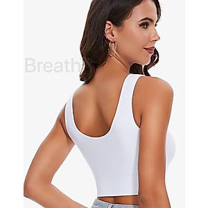 YADIFEN Longline Sports Bras for Women Comfortable Yoga Bras Compression Bra Workout Crop Tank Top